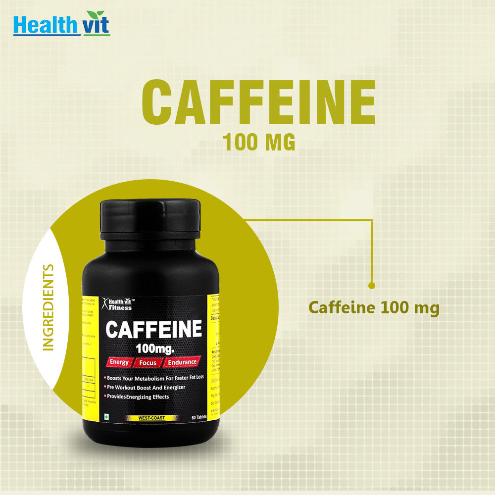 Buy Healthvit Fitness Caffeine 100 mg, 60 Tablets | 19 Minutes Delivery ...