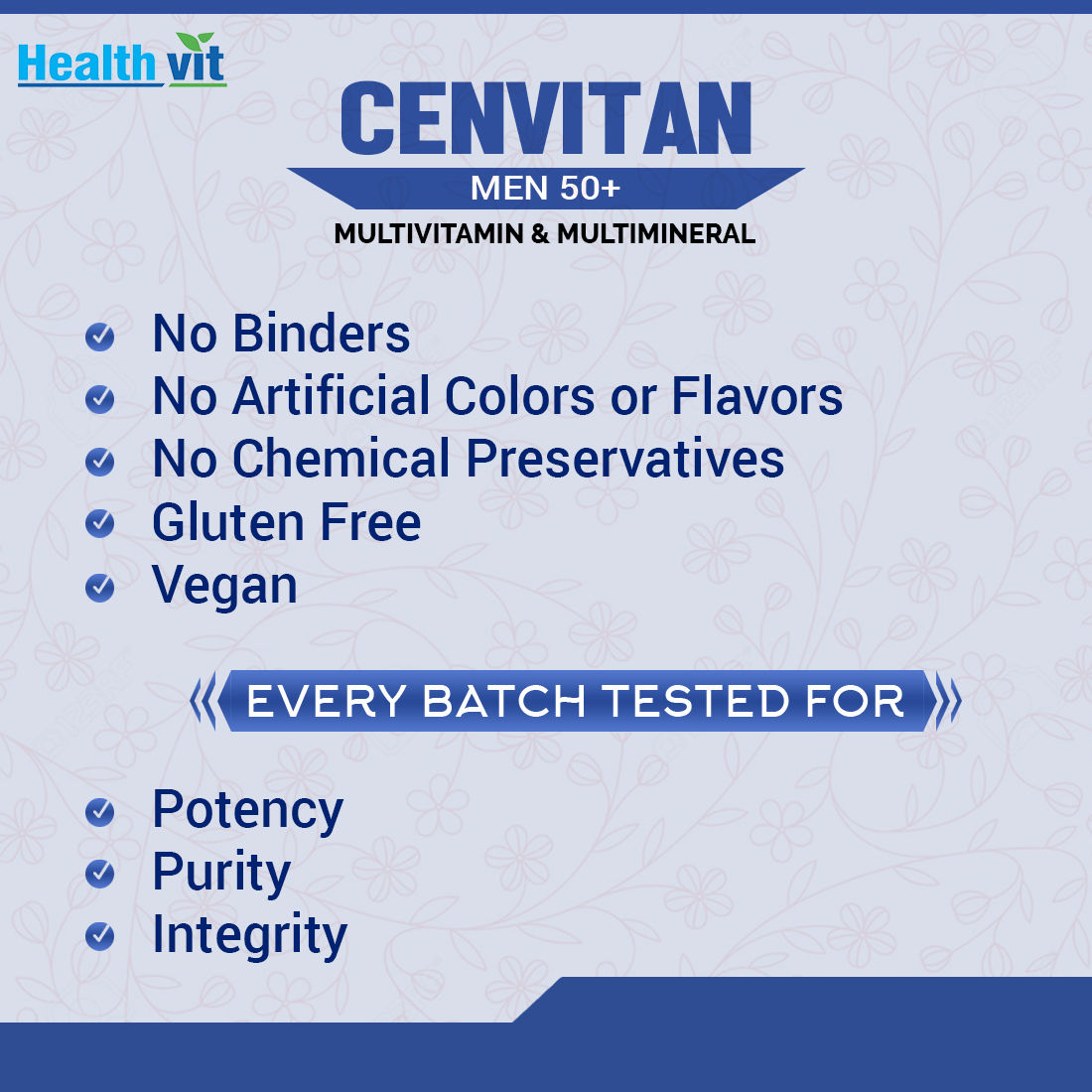 Healthvit Cenvitan Men 50+ Multivitamins & Multimineral, 60 Tablets ...