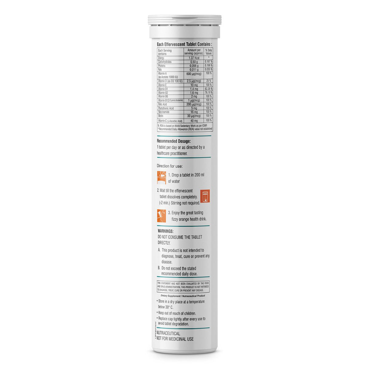 Healthvit Multivitamin Sugar Free Orange Flavour Effervescent, 20 ...