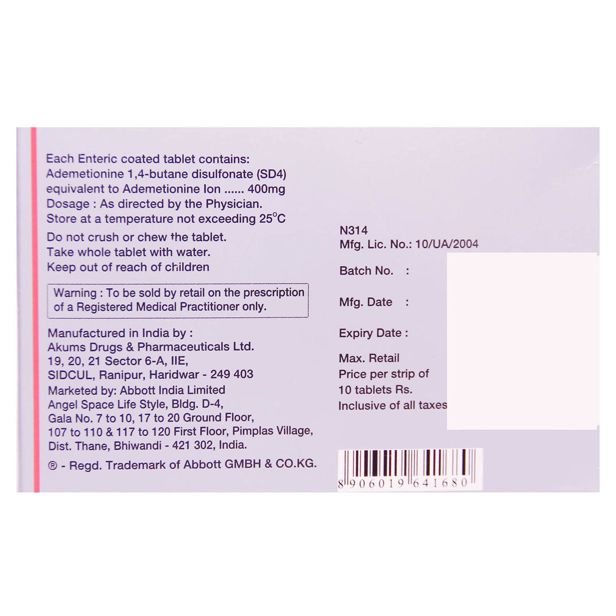 Heptral Tablet 10's Price, Uses, Side Effects, Composition - Apollo ...