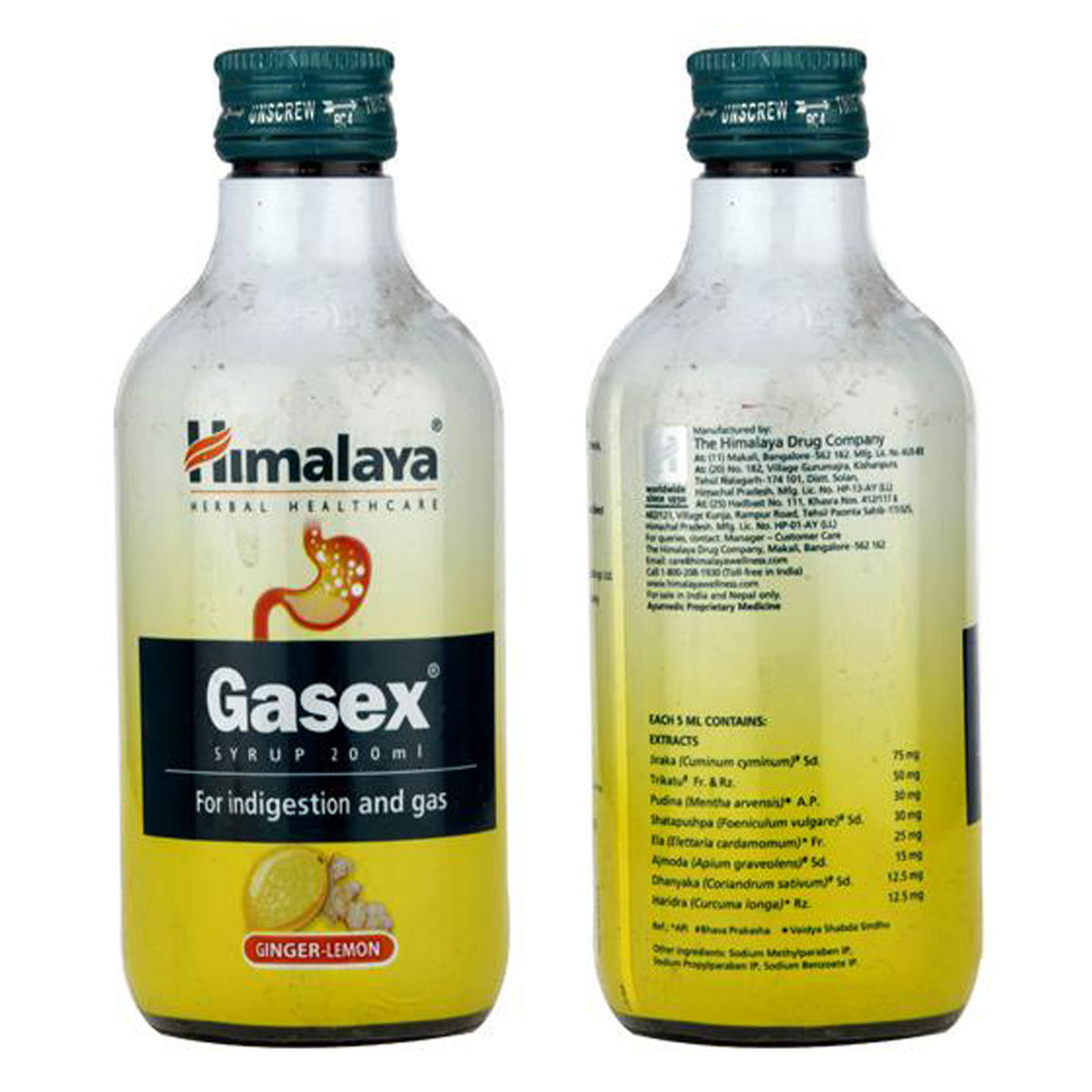 Himalaya Gasex Ginger Lemon Flavour Syrup, 200 ml Price, Uses, Side ...