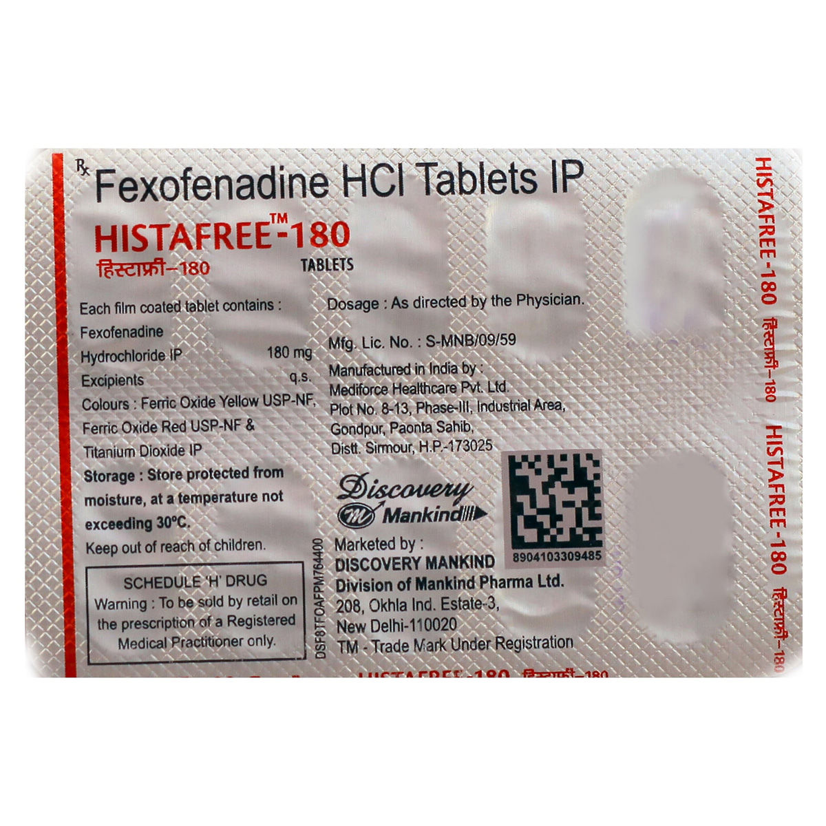 Histafree-180 Tablet 10's Price, Uses, Side Effects, Composition ...