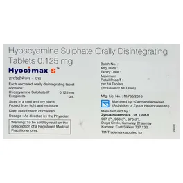 Hyocimax S Tablet | Uses, Side Effects, Price | Apollo Pharmacy