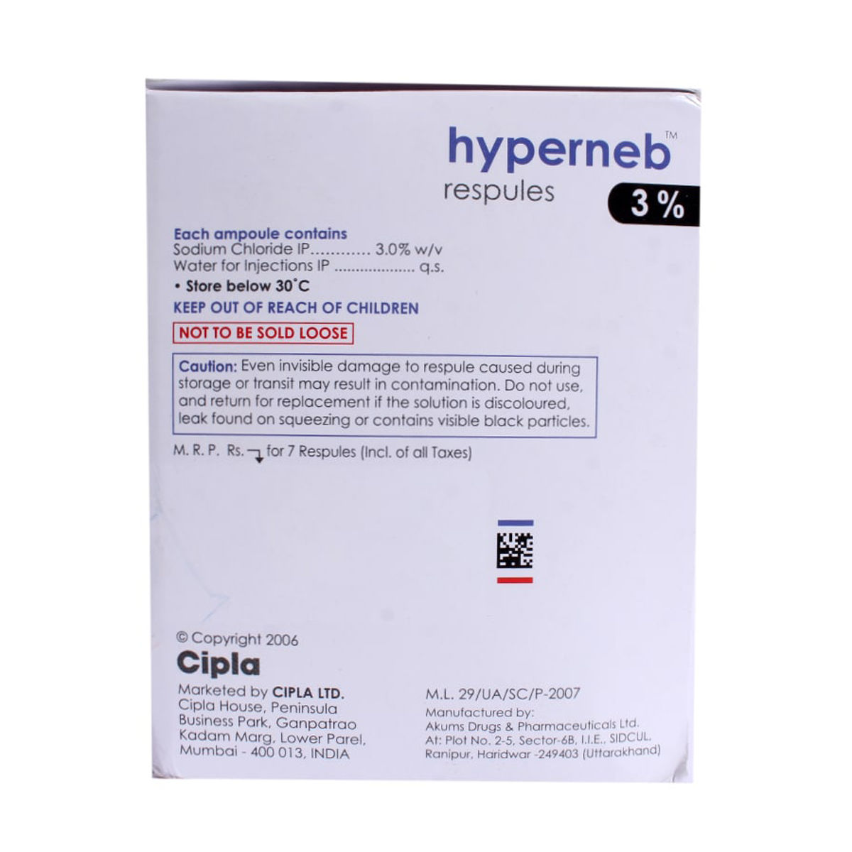 Hyperneb 3% Respules 7 x 4 ml | Uses, Side Effects, Price | Apollo Pharmacy