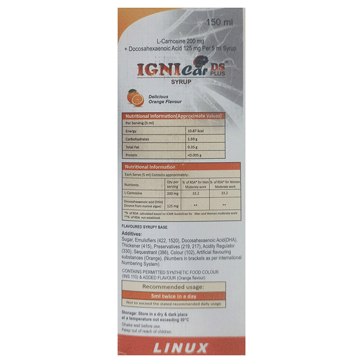 Ignicar DS Plus Orange Flavour Syrup | Uses, Side Effects, Price ...