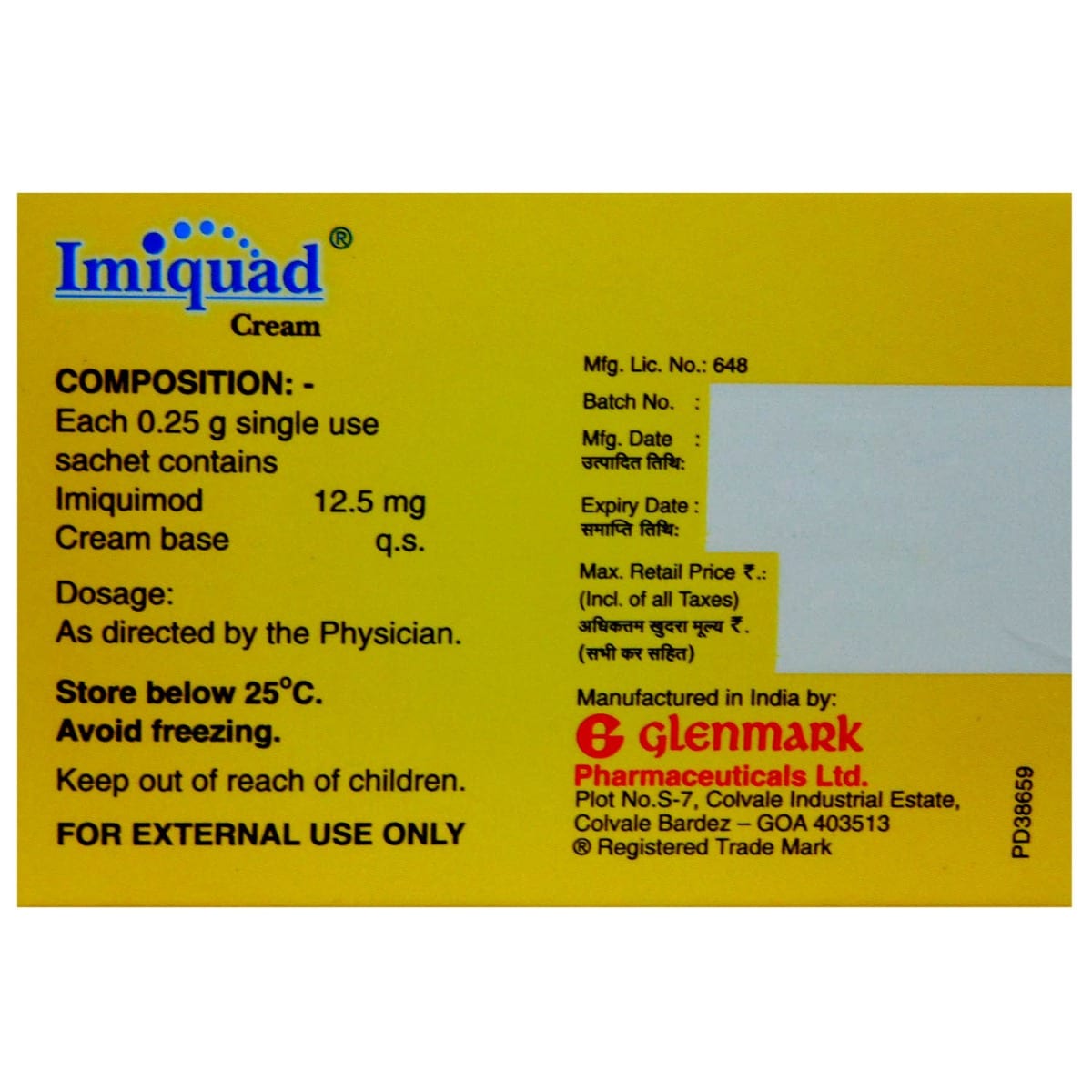 Imiquad Cream Sachet 3x0.25 gm | Uses, Side Effects, Price | Apollo ...
