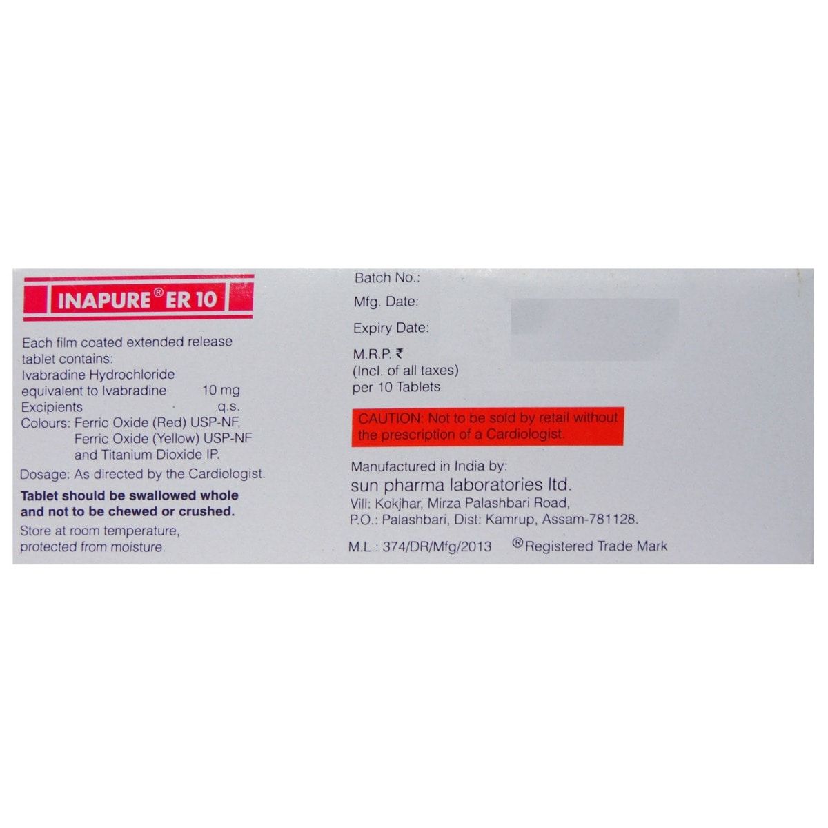 Inapure ER 10 Tablet 10's Price, Uses, Side Effects, Composition ...