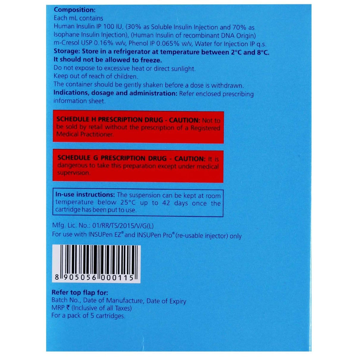 Insugen 30/70 100IU/ml Refil Cartridge 3 ml | Uses, Side Effects, Price ...
