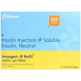 Insugen-R 100IU/ml Refil 3 ml | Uses, Side Effects, Price | Apollo Pharmacy