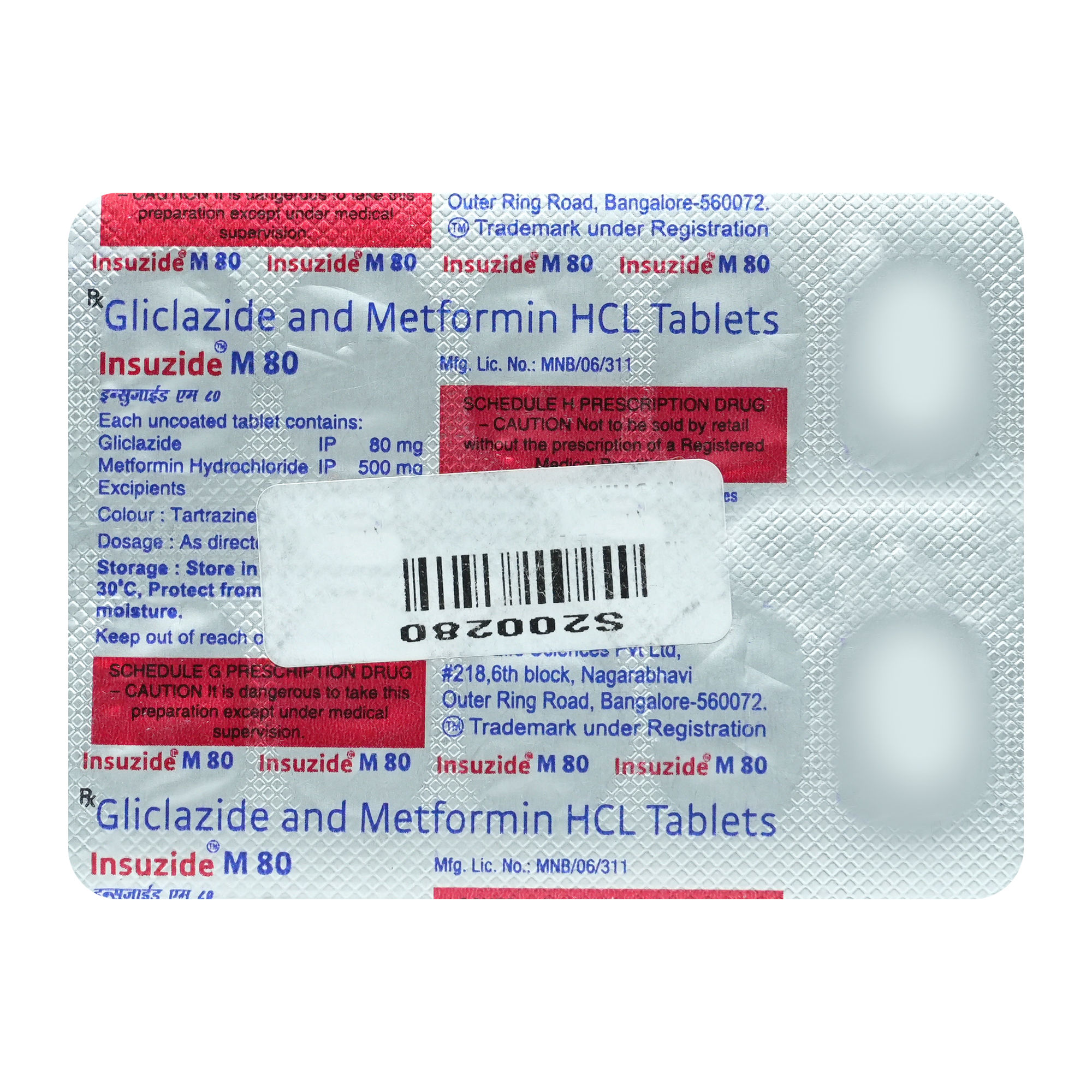 Insuzide M 80 Tablet 10's Price, Uses, Side Effects, Composition ...
