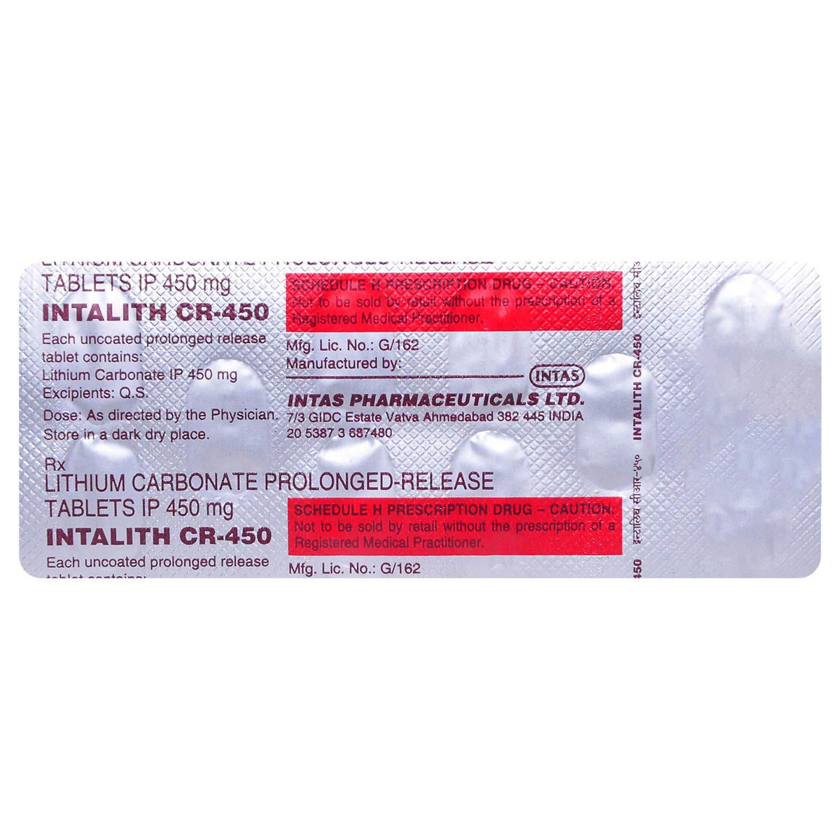 Intalith CR-450 Tablet 10's Price, Uses, Side Effects, Composition ...