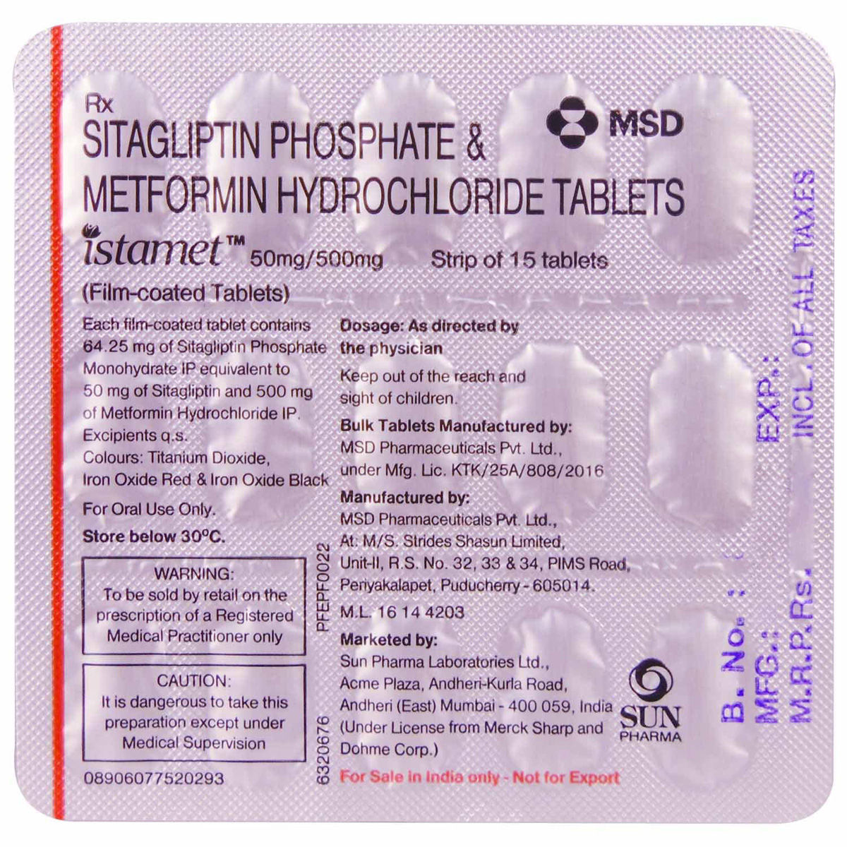 Istamet 50 mg/500 mg Tablet 15's Price, Uses, Side Effects, Composition ...