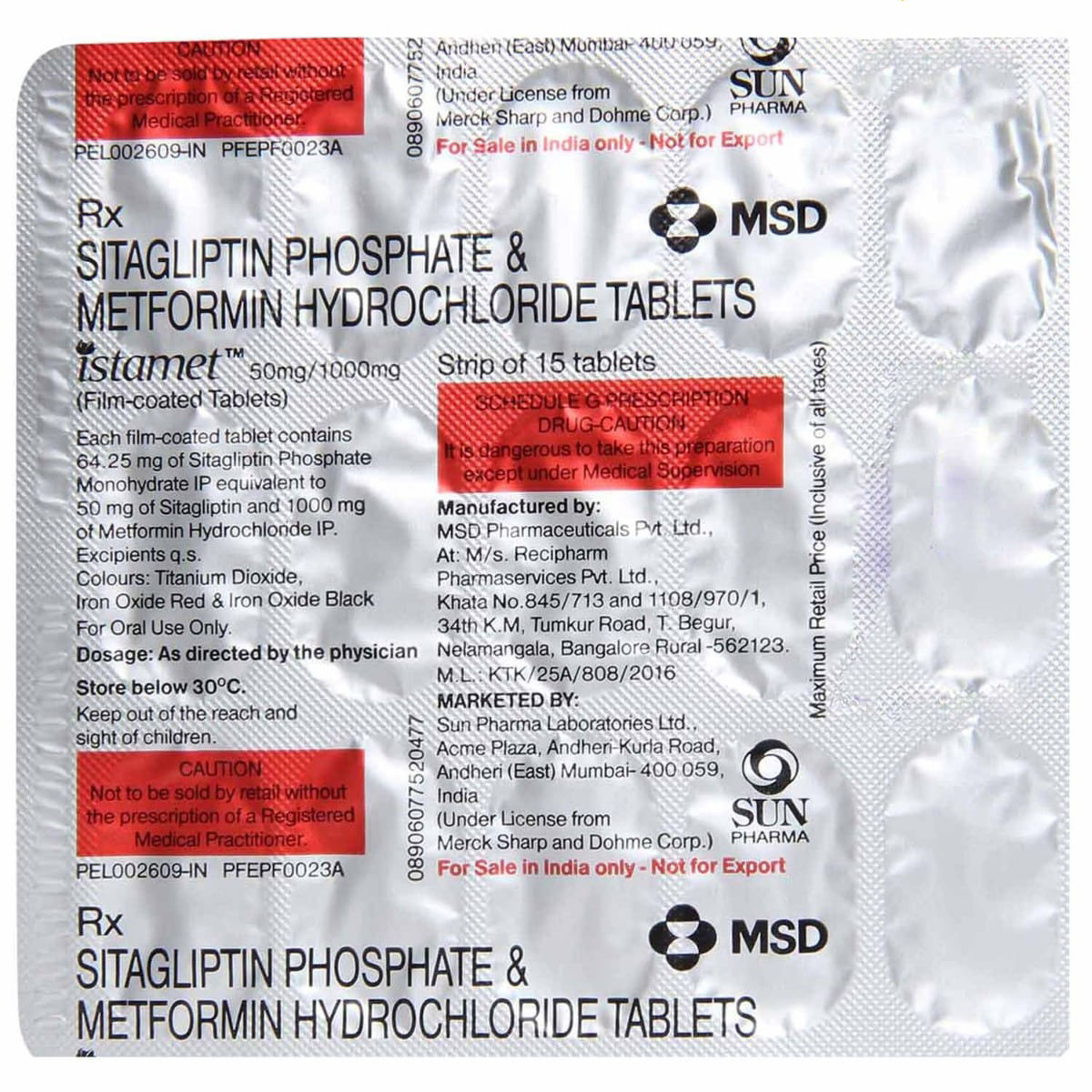 Istamet 50 mg/1000 mg Tablet 15's Price, Uses, Side Effects ...
