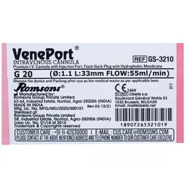 I.V CANNULA 20G VENEPORT (ROMSONS) | Uses, Side Effects, Price | Apollo ...