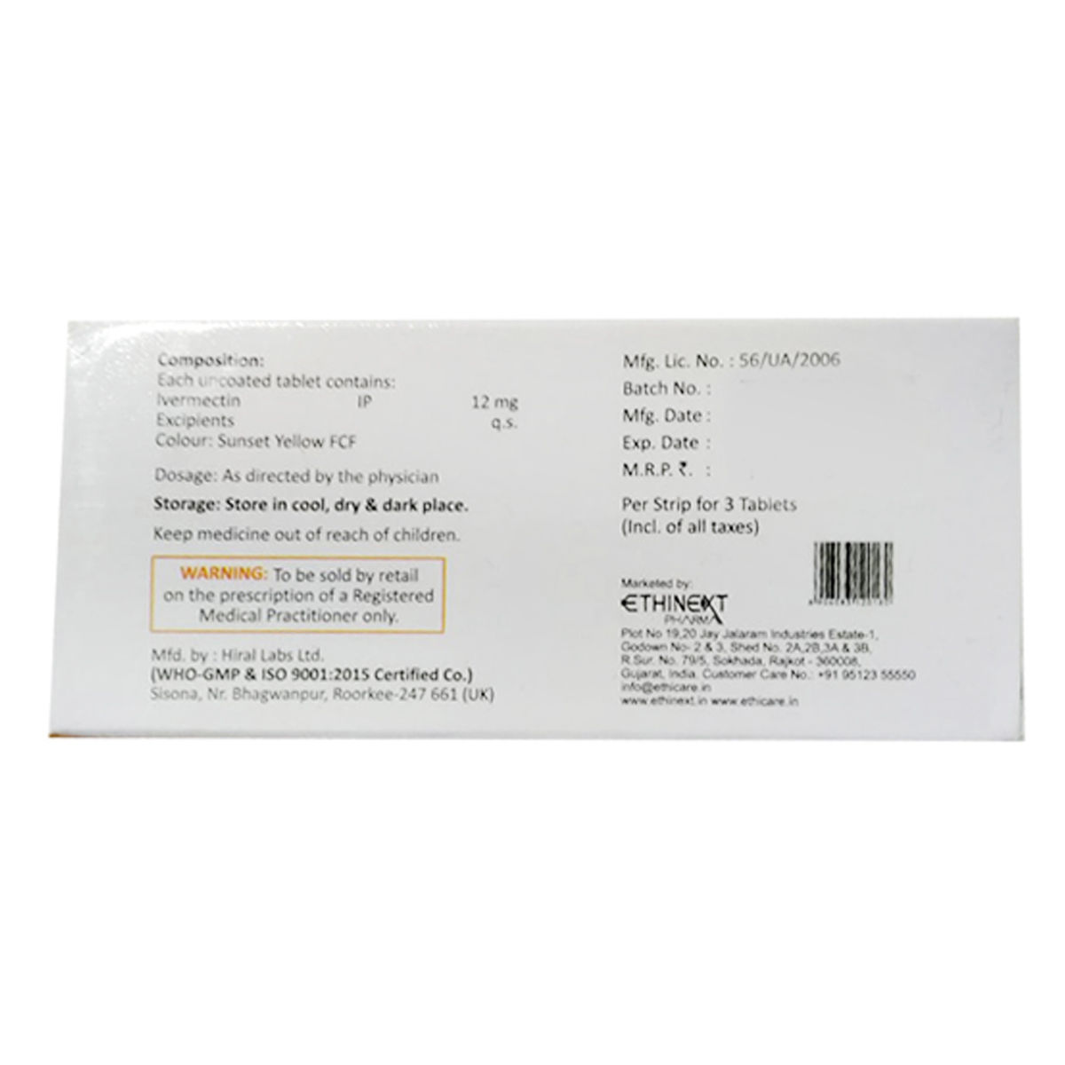 Ivscab-12 Tablet 3's Price, Uses, Side Effects, Composition - Apollo ...