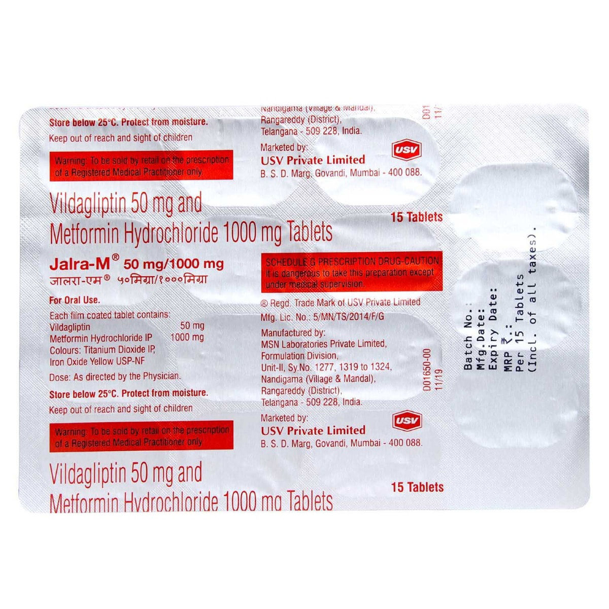 Jalra-M 50 mg/1000 mg Tablet | Uses, Side Effects, Price | Apollo Pharmacy
