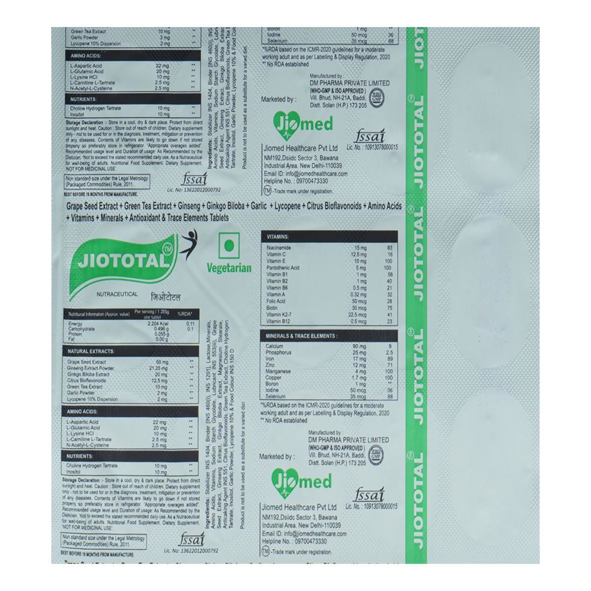 Jiototal Nutraceutical Tablet 15's Price, Uses, Side Effects ...