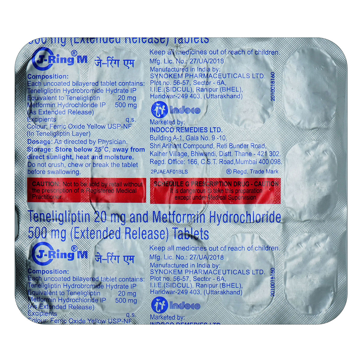 J Ring M 20/500 mg Tablet | Uses, Side Effects, Price | Apollo Pharmacy