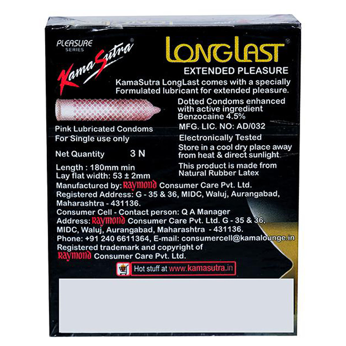Kamasutra Longlast Condoms, 3 Count Price, Uses, Side Effects ...