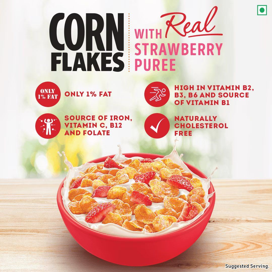 Kellogg's Real Strawbery Puree Corn Flakes, 250 gm Price, Uses, Side ...