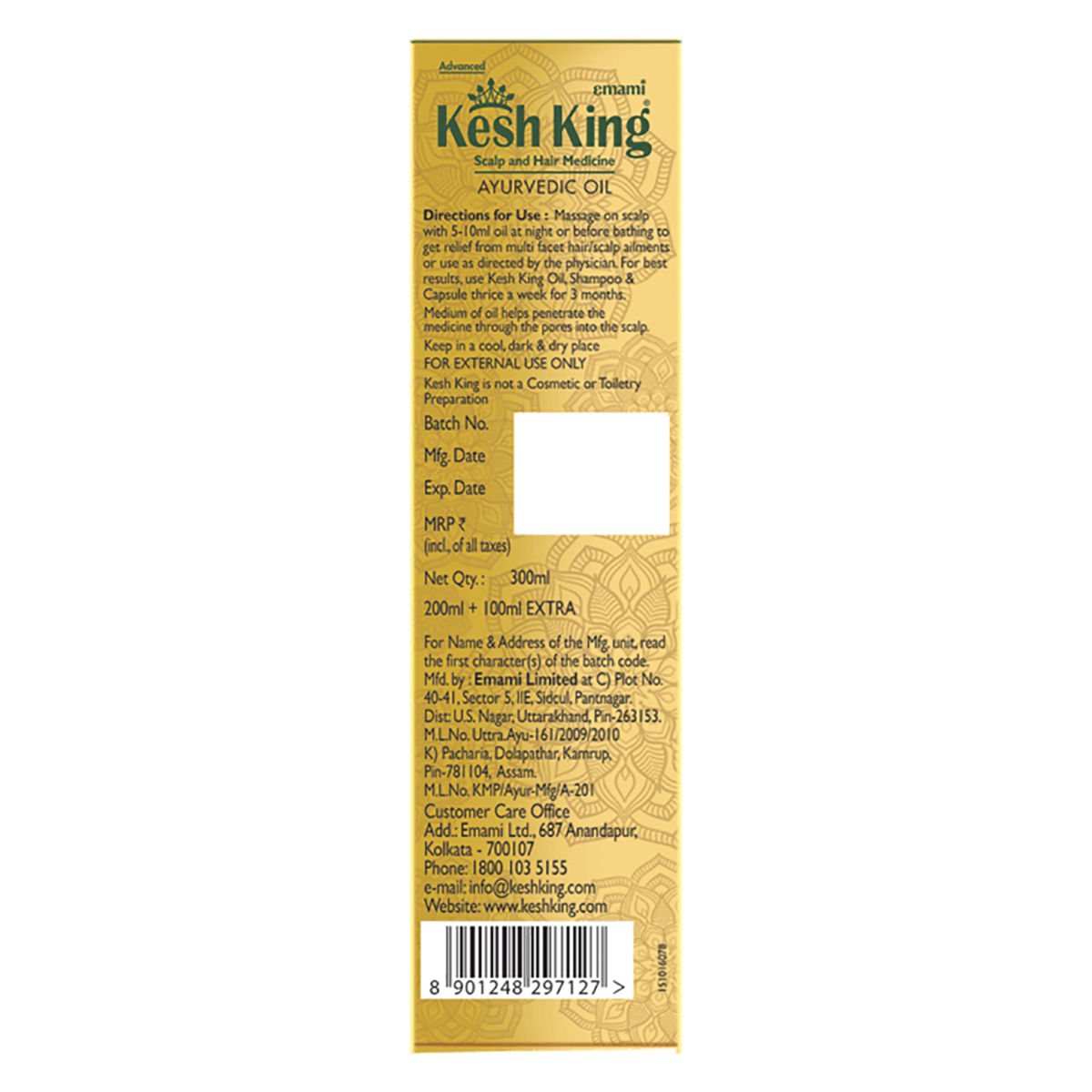 Kesh King Ayurvedic Scalp and Hair Medicine Oil, 300 ml Price, Uses ...
