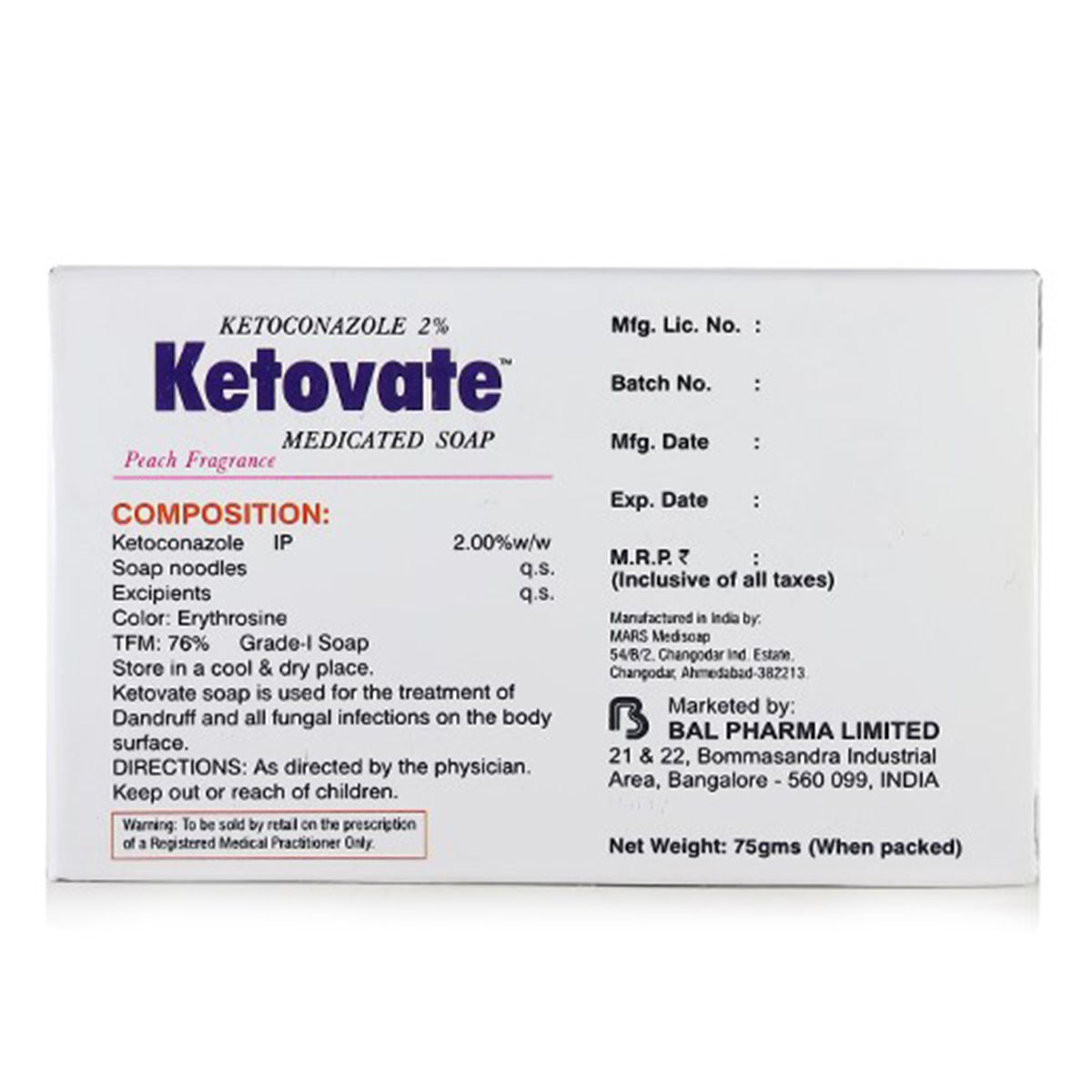 Ketovate 2%w/w Medicated Soap, 75 gm Price, Uses, Side Effects ...