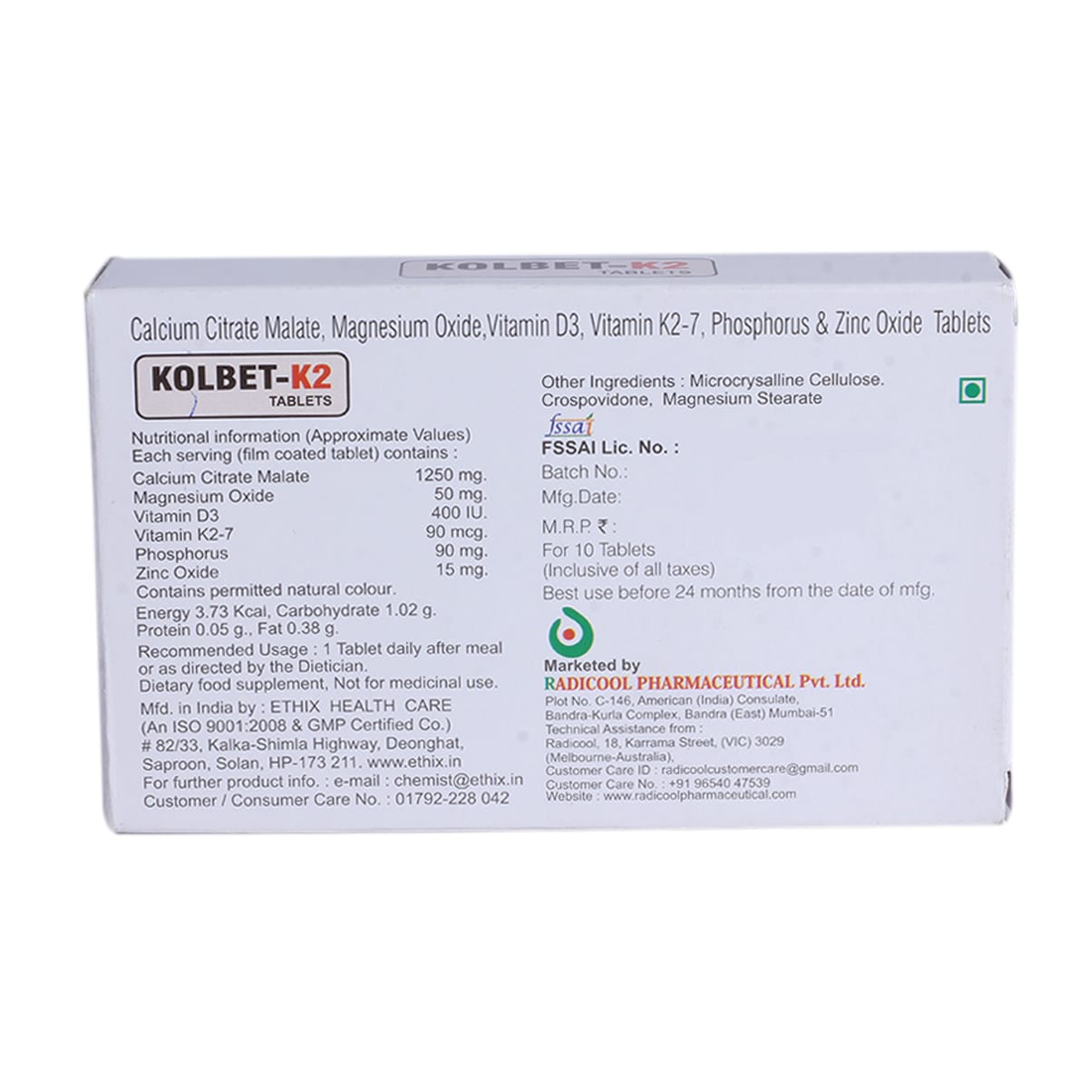 Kolbet-K2 Tablet 10's Price, Uses, Side Effects, Composition - Apollo ...