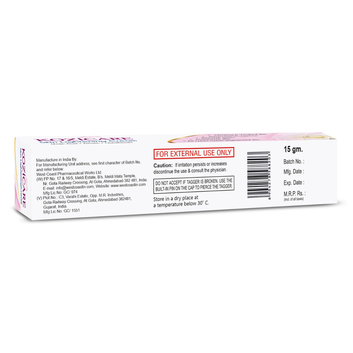 Kozicare Skin Lightening Cream, 15 gm Price, Uses, Side Effects ...