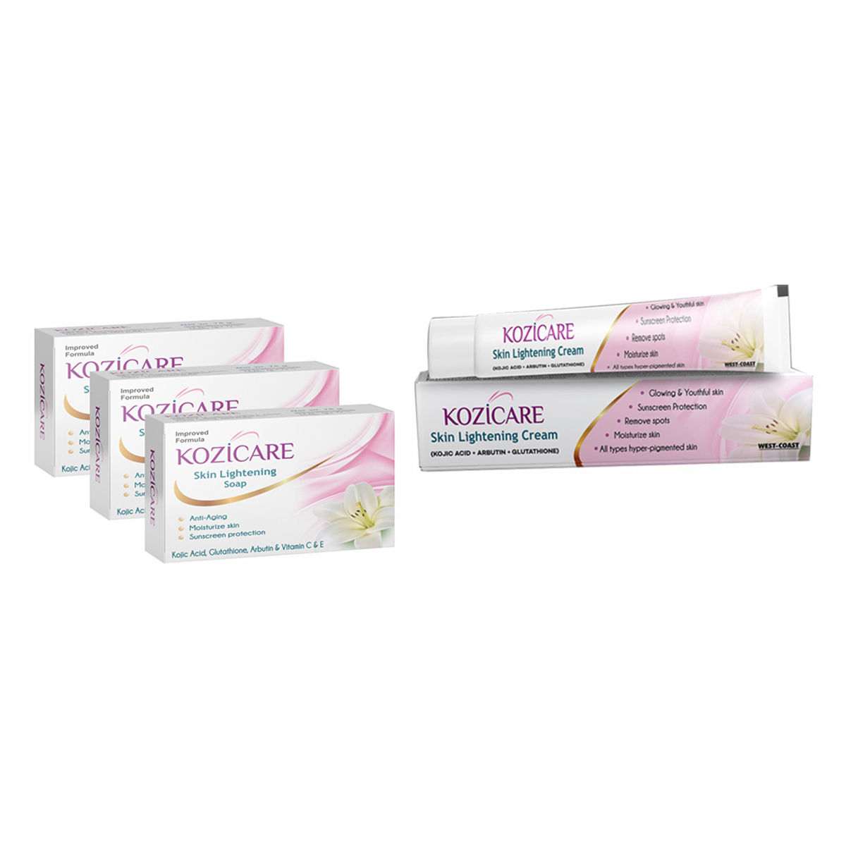 Buy Kozicare Skin Lightening Kit 1 Kit (Soap & Cream) | 19 Minutes ...