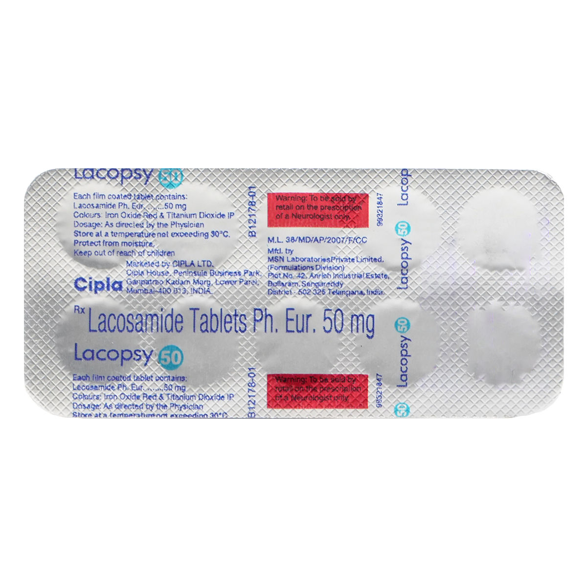 Lacopsy 50mg Tablet 10's Price, Uses, Side Effects, Composition ...