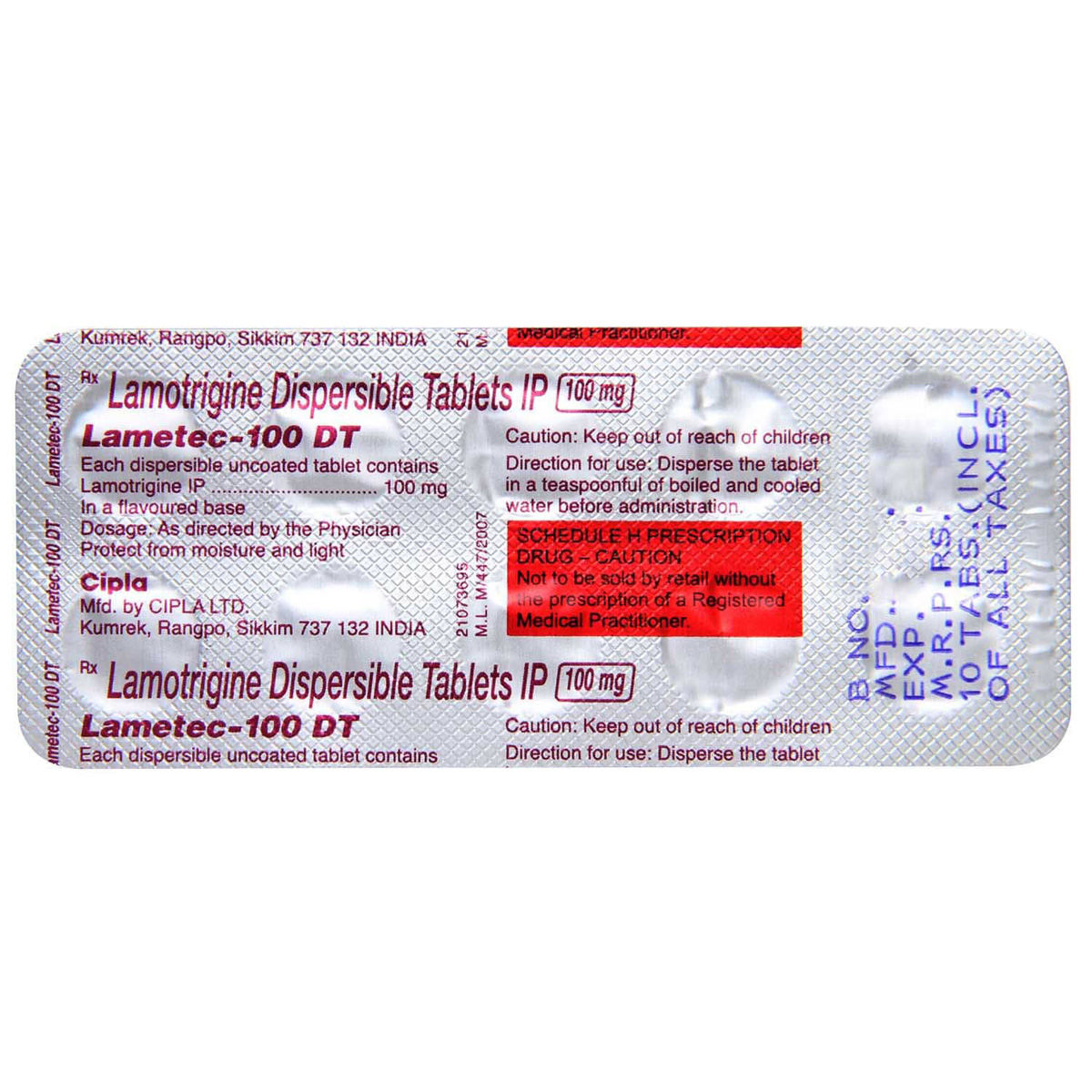 Lametec-100 DT Tablet 10's Price, Uses, Side Effects, Composition ...