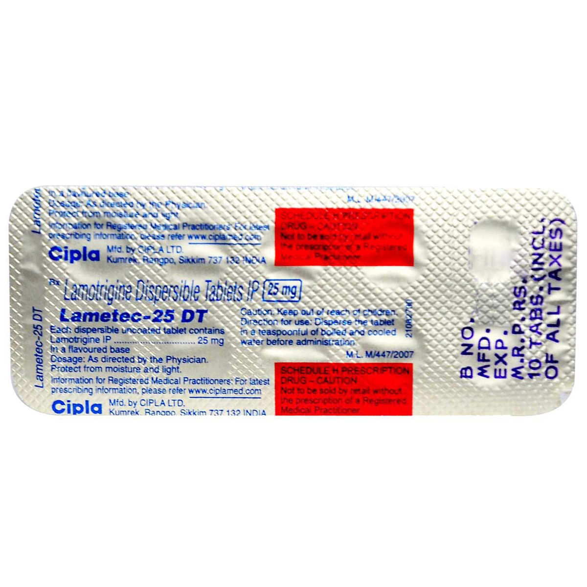Lametec-25 DT Tablet 10's Price, Uses, Side Effects, Composition ...