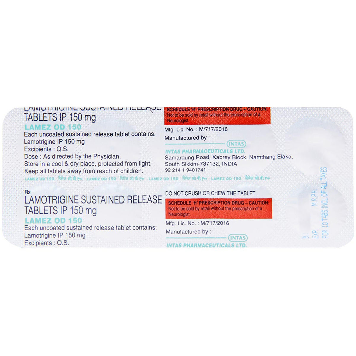 Lamez OD 150 mg Tablet 10's Price, Uses, Side Effects, Composition ...