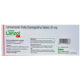 Lanzol Junior 30mg Tablet | Uses, Side Effects, Price | Apollo Pharmacy