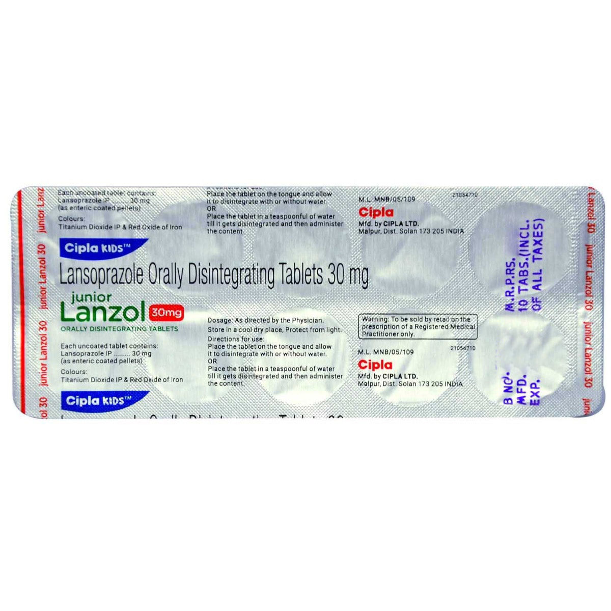 Lanzol Junior 30mg Tablet 10's Price, Uses, Side Effects, Composition ...