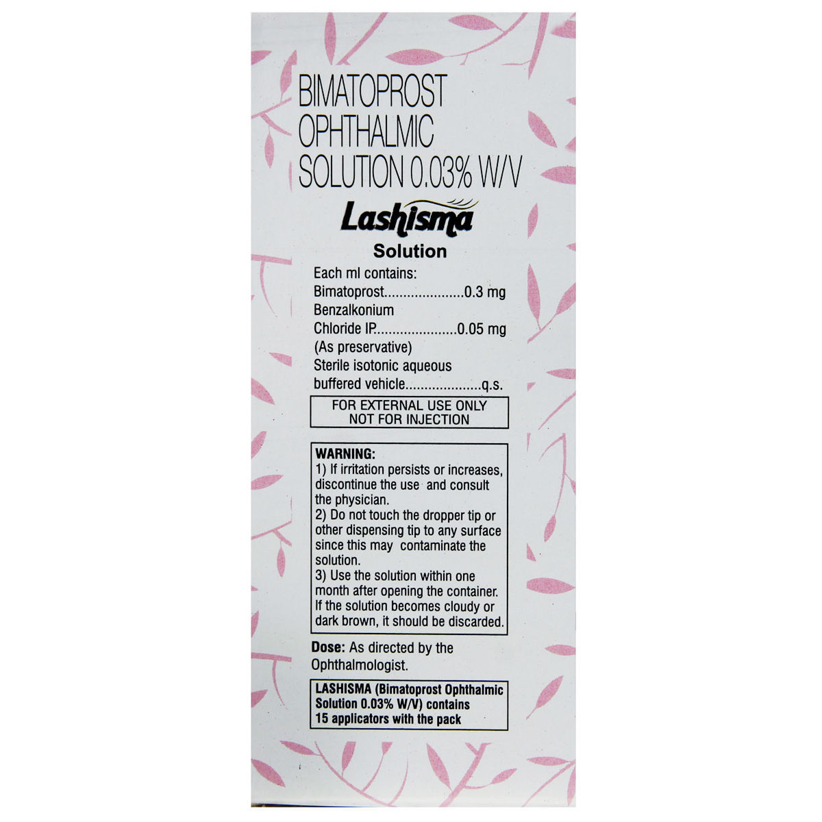 Lashisma Solution 3 ml Price, Uses, Side Effects, Composition - Apollo ...