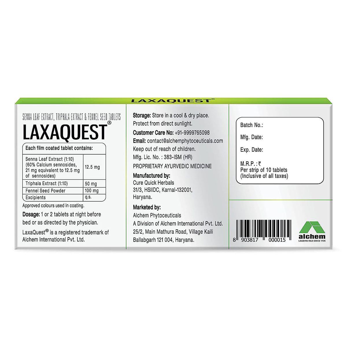 Alchem Laxaquest, 10 Tablets Price, Uses, Side Effects, Composition ...
