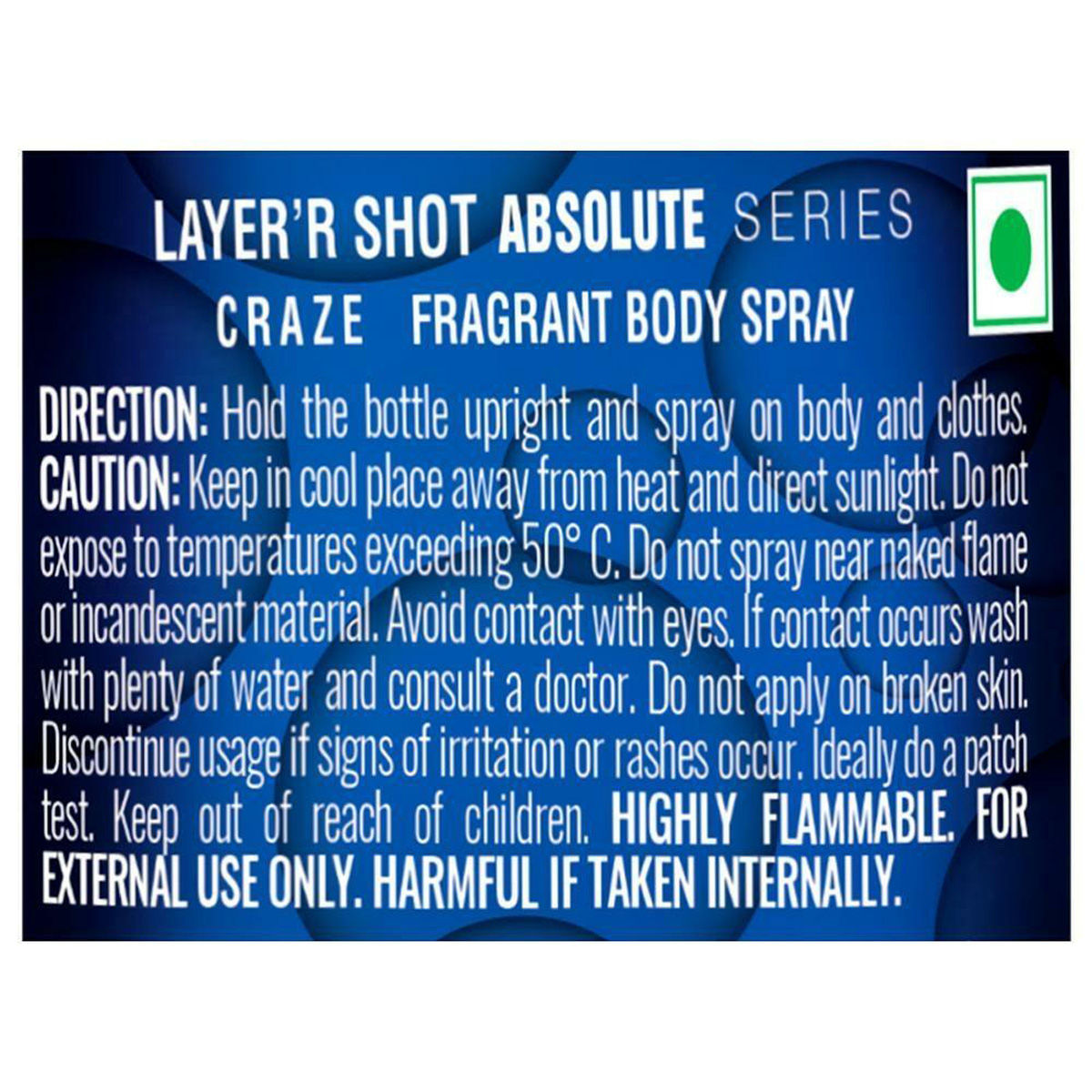 Layer'r Shot Absolute Craze Deodorant Body Spray, 135 ml Price, Uses ...