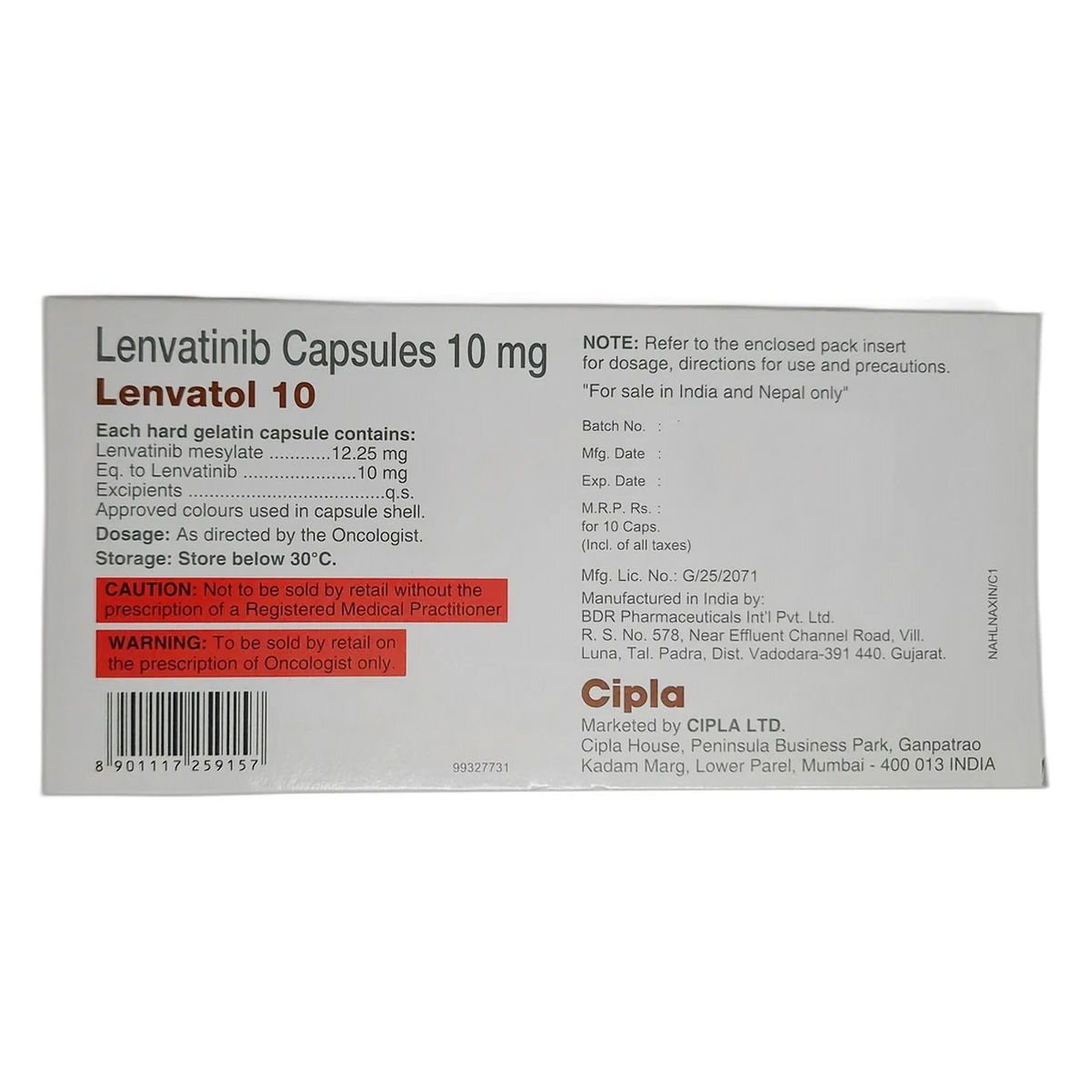 Lenvatol 10 Capsule 10's Price, Uses, Side Effects, Composition ...