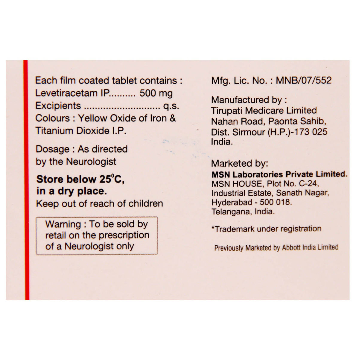 Levilex 500 Tablet 10's Price, Uses, Side Effects, Composition - Apollo ...