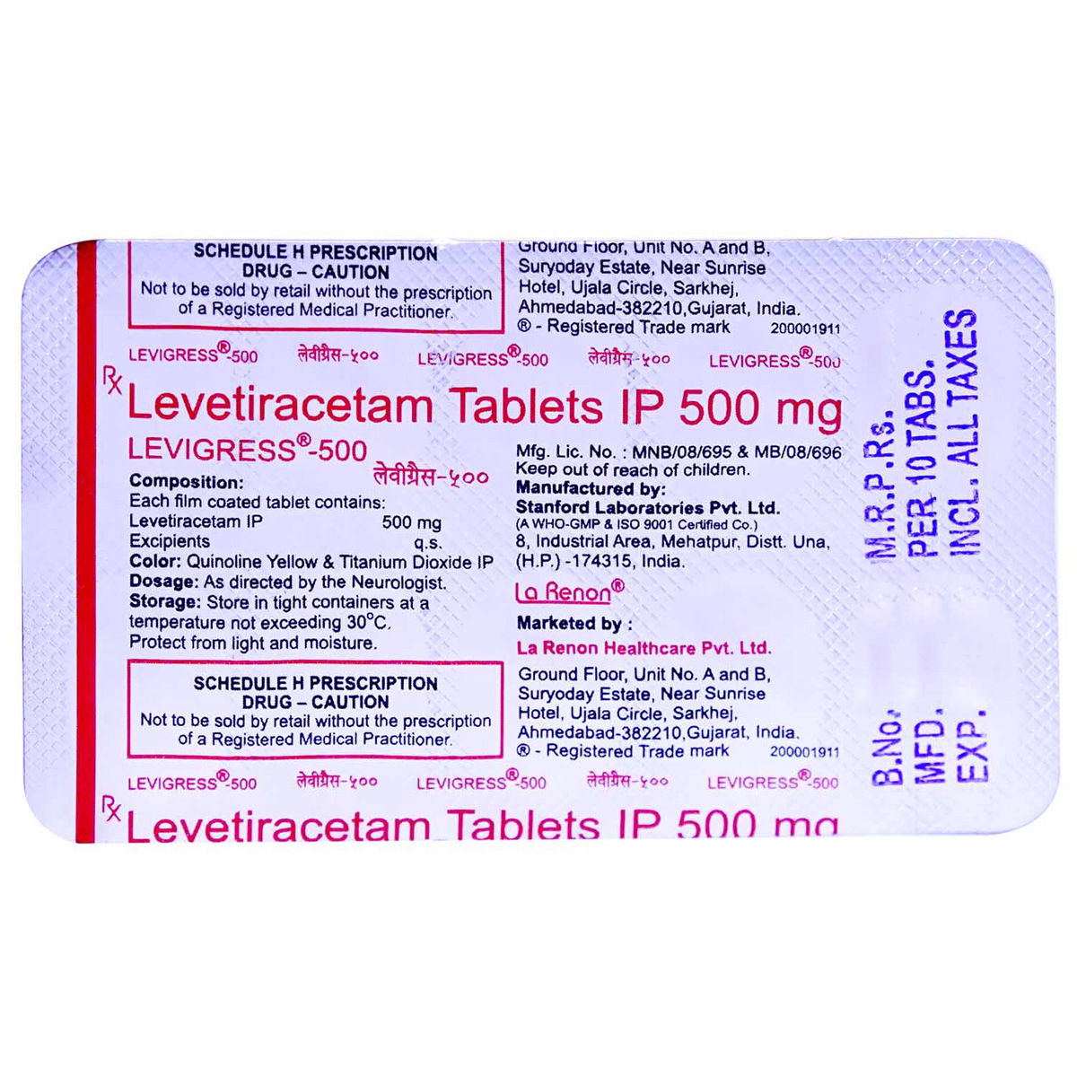 Levigress-500 Tablet 10's Price, Uses, Side Effects, Composition ...