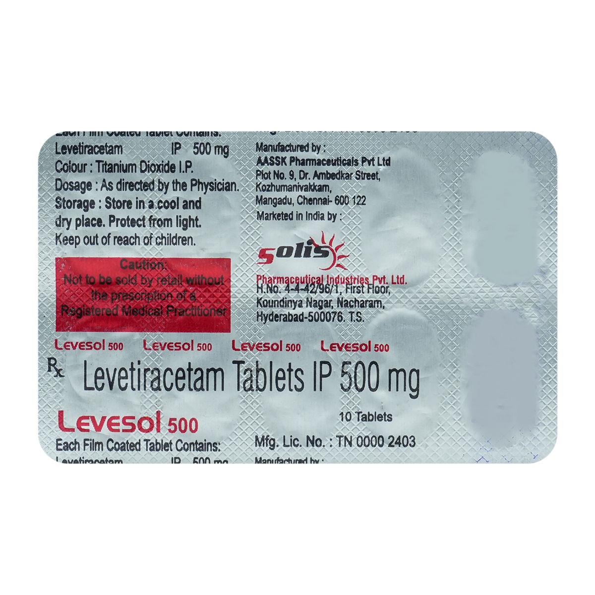 Levesol 500 mg Tablet 10's Price, Uses, Side Effects, Composition ...