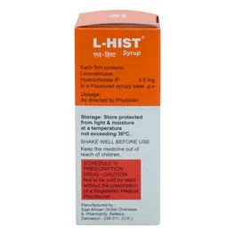 L-Hist 2.5 mg Paed Syrup | Uses, Side Effects, Price | Apollo Pharmacy