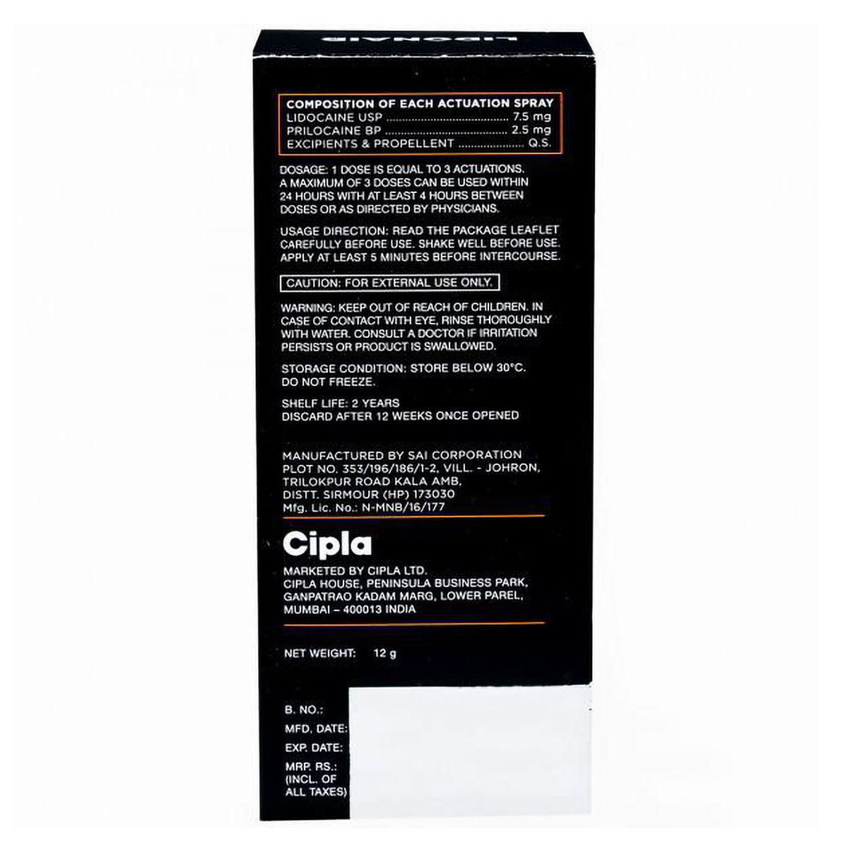 Lidonair Spray | Uses, Side Effects, Price | Apollo Pharmacy