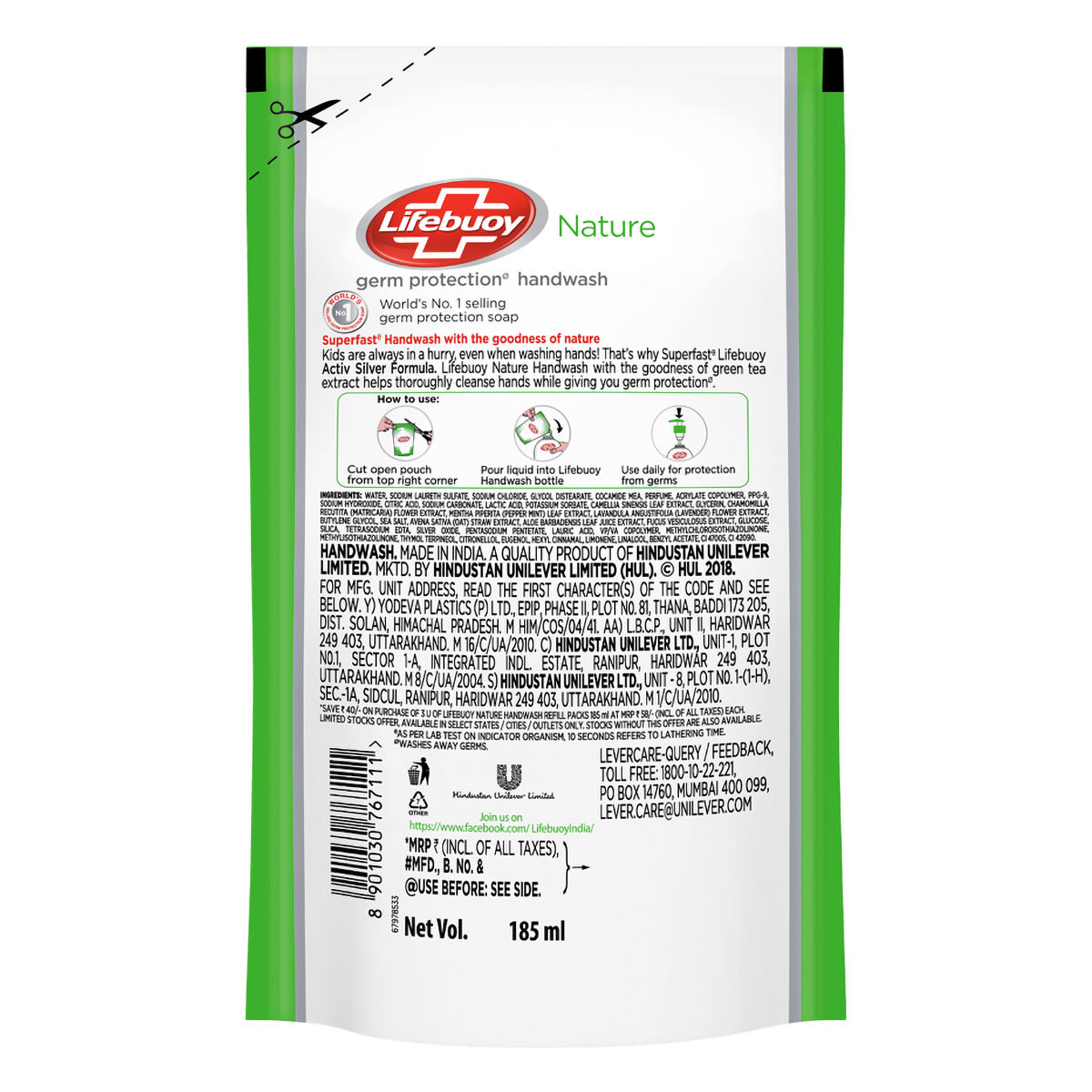 Lifebuoy Nature Activ Silver Formula Germ Protection Handwash, 555 ml ...