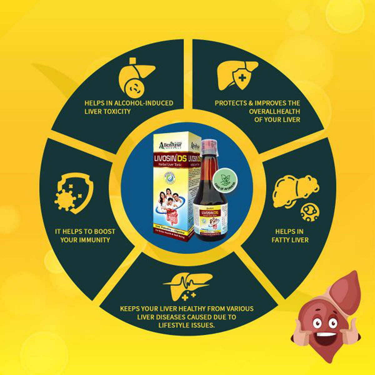 Livosin DS Herbal Liver Tonic, 200 ml Price, Uses, Side Effects ...