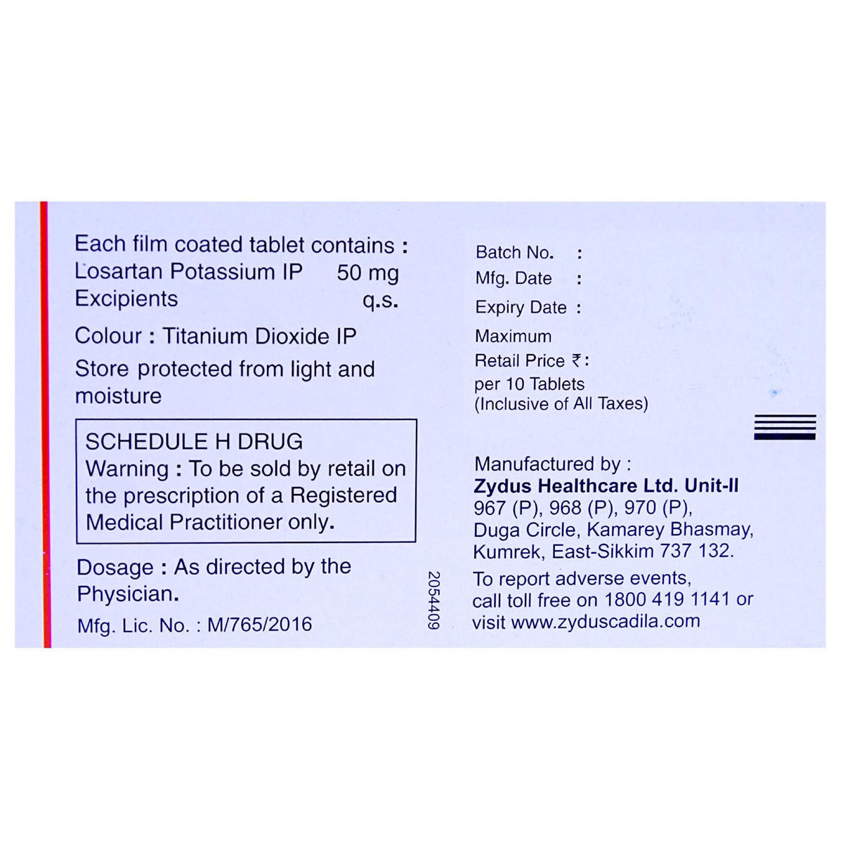 Losacar 50 Tablet | Uses, Side Effects, Price | Apollo Pharmacy