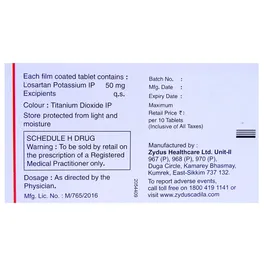 Losacar 50 Tablet | Uses, Side Effects, Price | Apollo Pharmacy