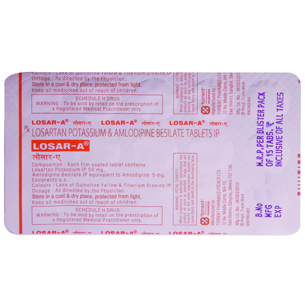 Losar-A Tablet 15's Price, Uses, Side Effects, Composition - Apollo ...