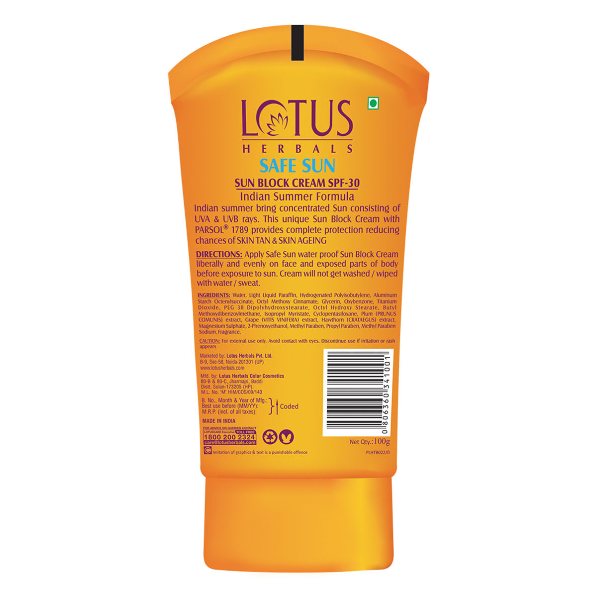 Buy Lotus Herbals Safe Sun Sun Block Cream SPF 30, 100 gm | 19 Minutes ...